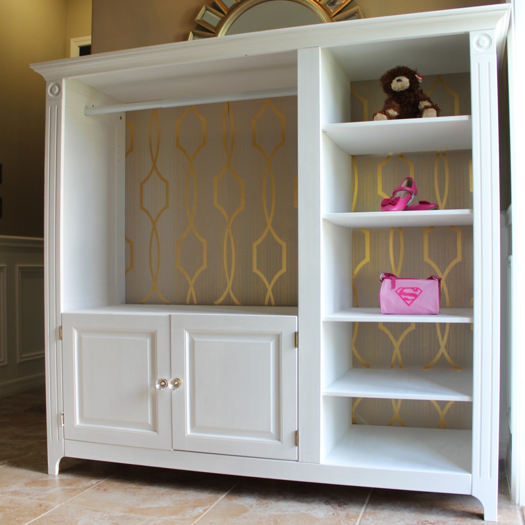 TV Stand turned Wardrobe Closet - Frills & Drills